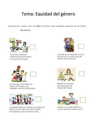 Hoja De Trabajo Igualdad De Genero Primaria Pdf