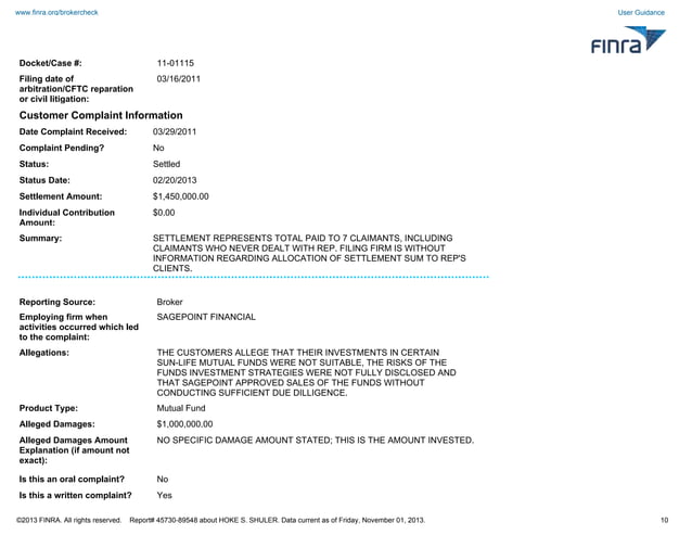 Hoke Sloan Shuler - FINRA BrokerCheck Report | PDF