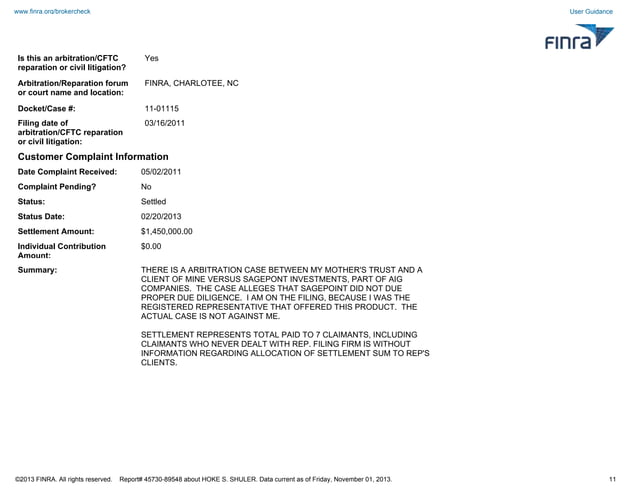 Hoke Sloan Shuler - FINRA BrokerCheck Report | PDF
