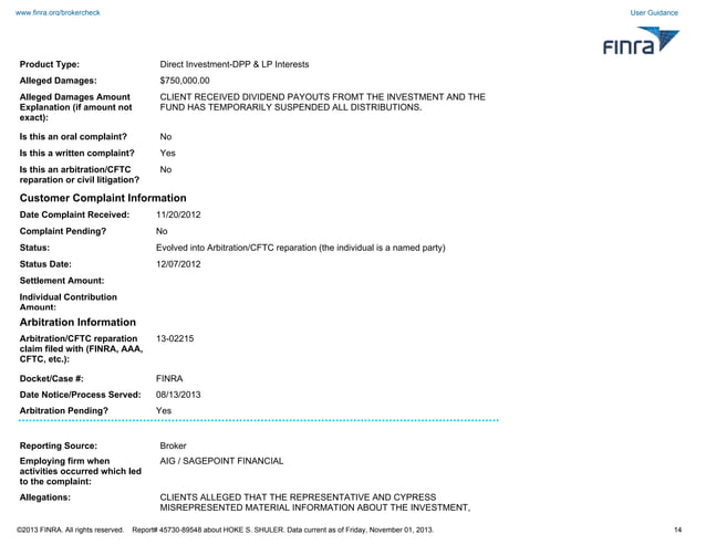 Hoke Sloan Shuler - FINRA BrokerCheck Report | PDF