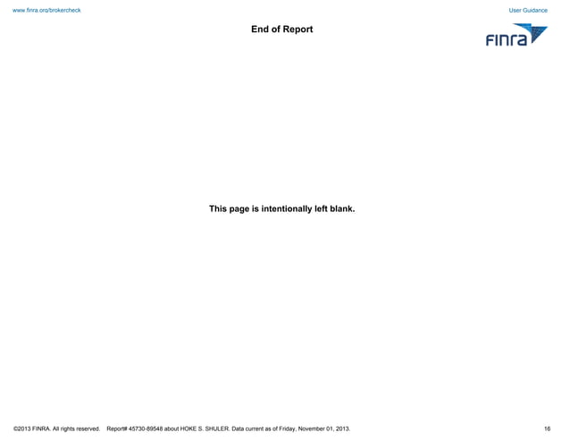 Hoke Sloan Shuler - FINRA BrokerCheck Report | PDF