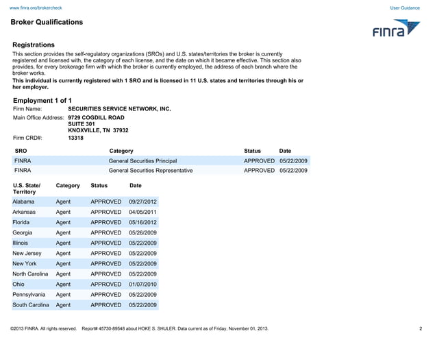 Hoke Sloan Shuler - FINRA BrokerCheck Report | PDF