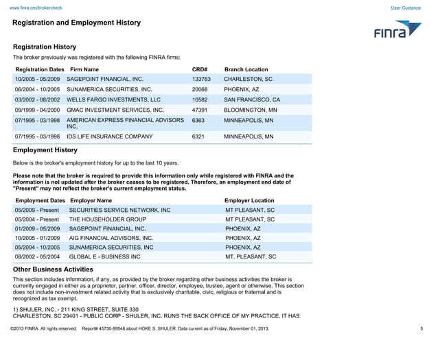 Hoke Sloan Shuler - FINRA BrokerCheck Report | PPT