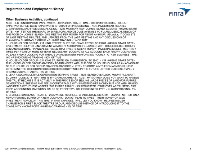 Hoke Sloan Shuler - FINRA BrokerCheck Report | PPT