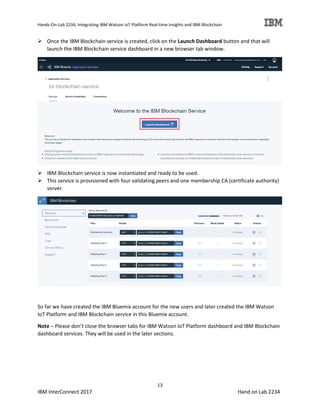 Integrating IBM Watson IoT Platform and IBM Blockchain Instructions | PDF