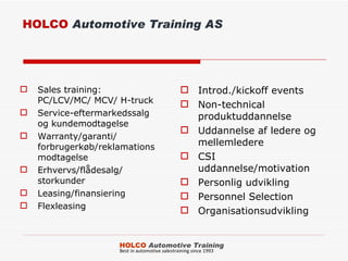 Holco Automotive Training Præsentation (Dansk) | PPT