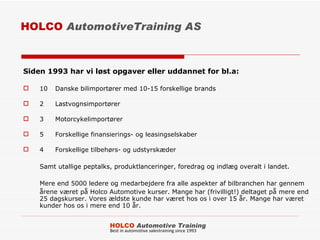Holco Automotive Training Præsentation (Dansk) | PPT