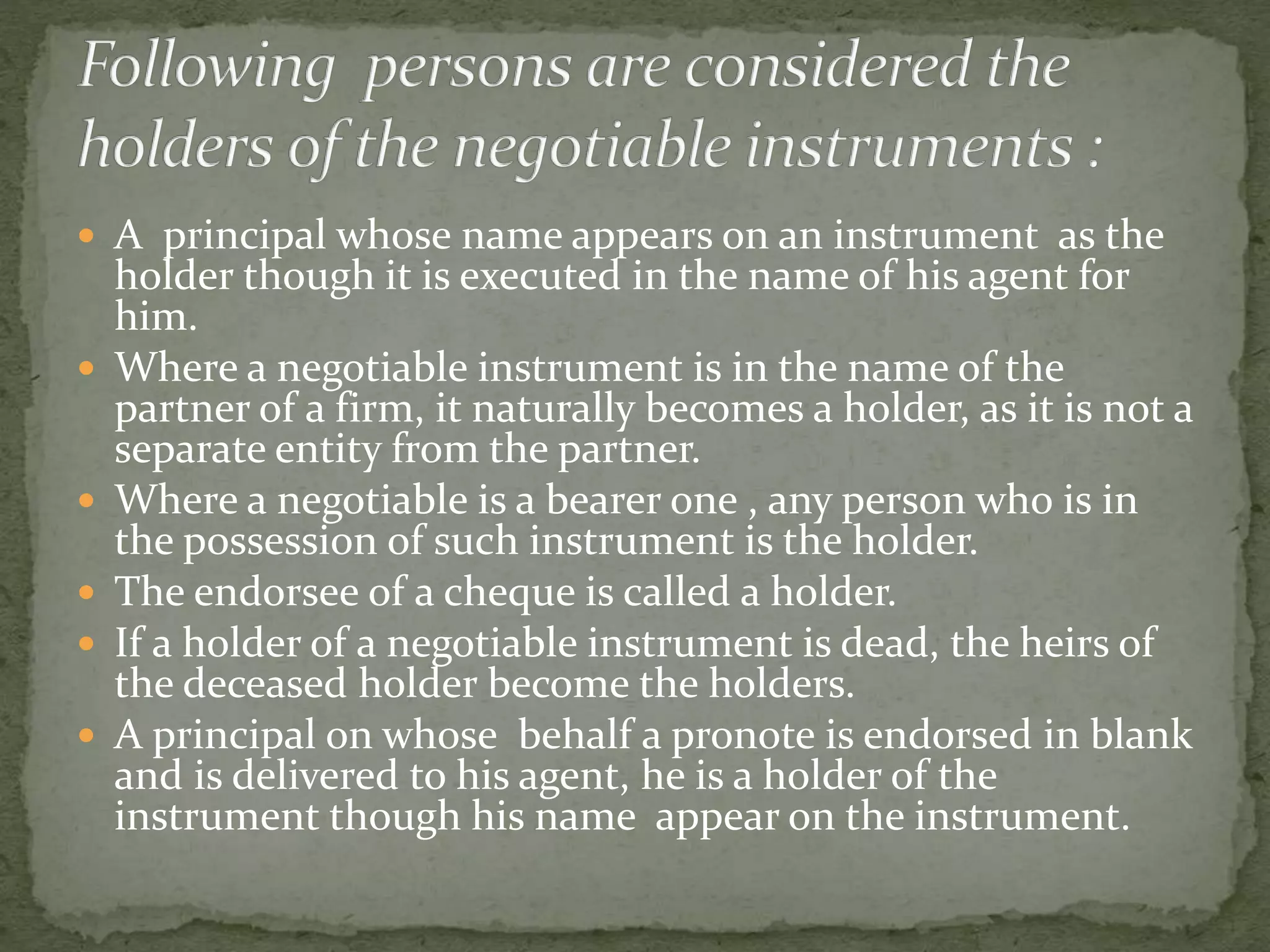 Holder & holder in due course | PPTX