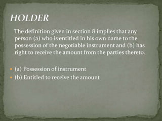 Holder & holder in due course | PPTX