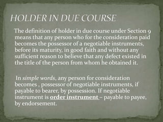 Holder & holder in due course | PPTX
