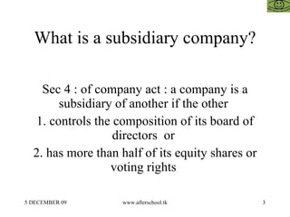 Holding company and subsidiary company – accounting perspective | ODP