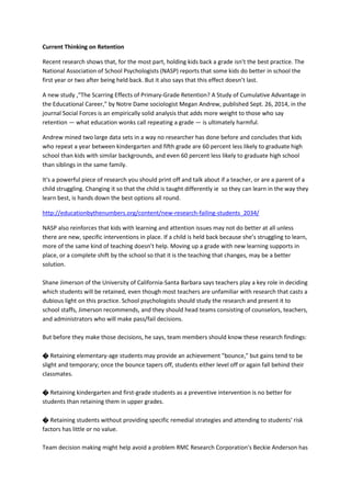 Retention at School - Thinking of Holding Students Back a Grade Level ...