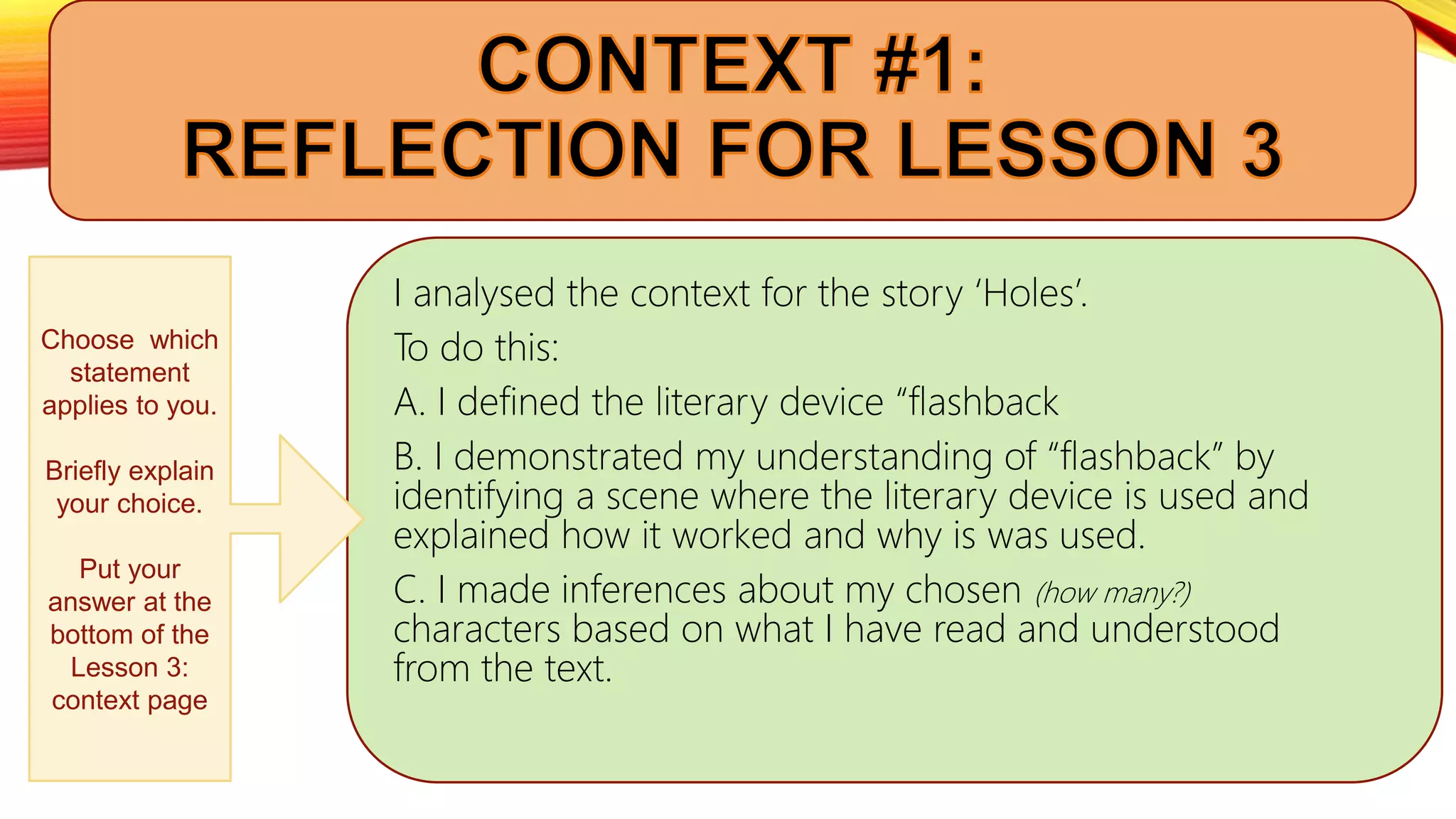 Holes. Lesson 3. Context #1 | PPTX