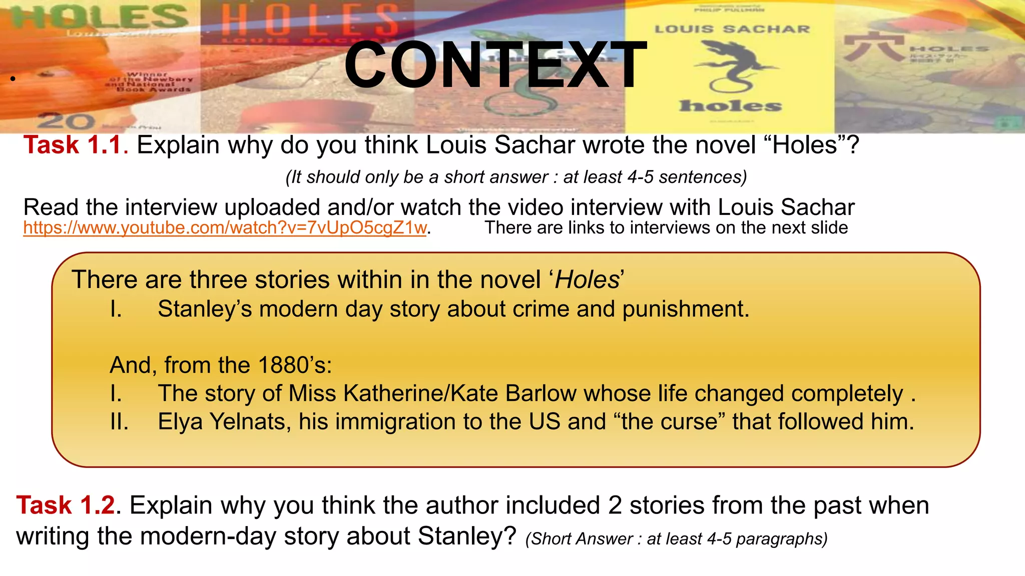 Holes. Lesson 3. Context #1 | PPTX