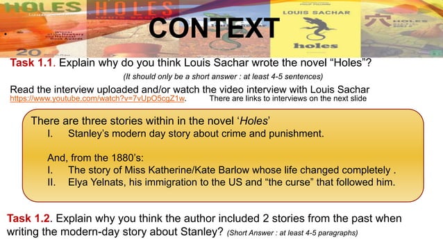 Holes. Lesson 3. Context #1 | PPTX