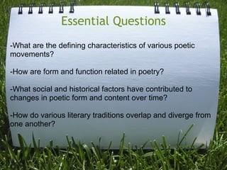 Holes and Goals Poetic History and Forms | PPT