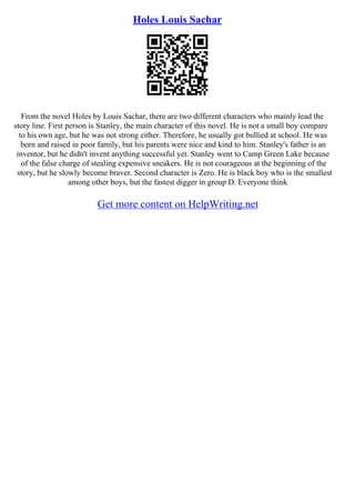 Holes By Louis Sachar Essay | PDF
