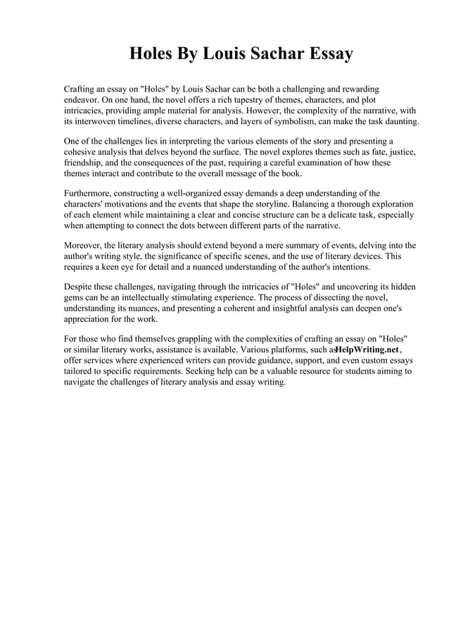 Holes By Louis Sachar Essay.pdf
