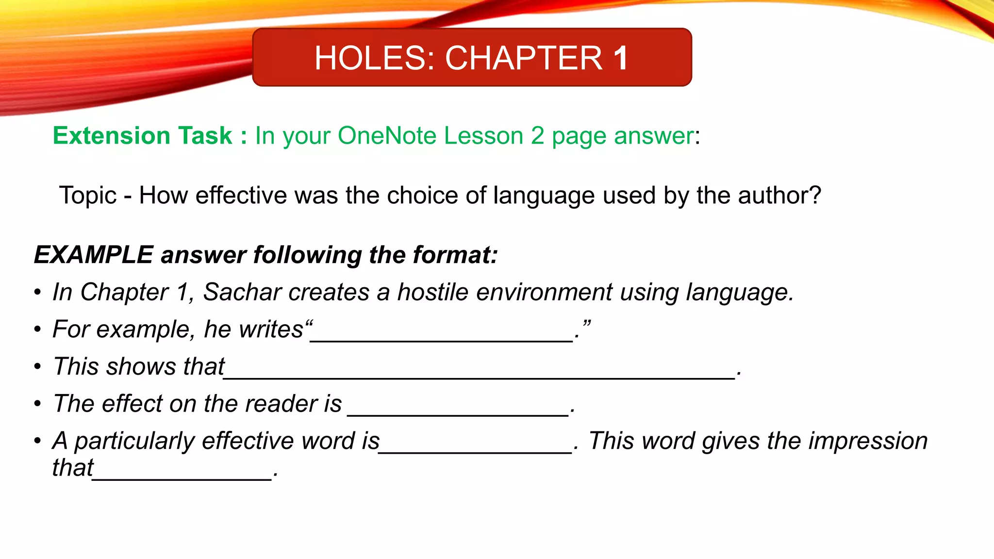 Holes introduction lessons1and2 | PPTX