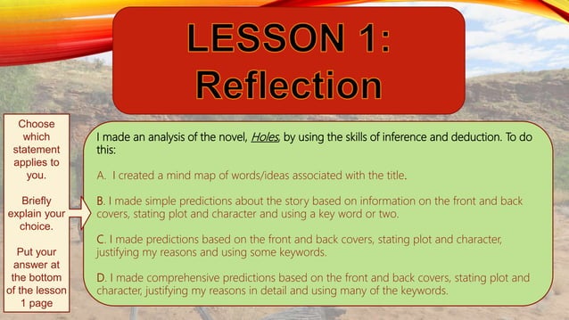 Holes introduction lessons1and2 | PPTX | Homework and Study | Education