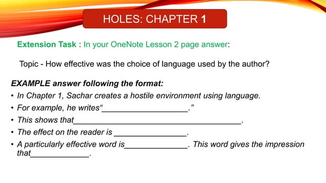 Holes introduction lessons1and2 | PPTX | Homework and Study | Education