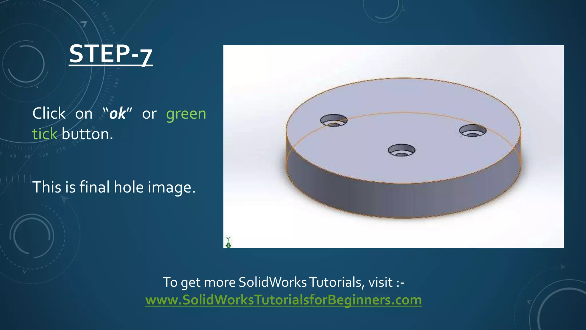 Hole Wizard Feature SolidWorks CAD Tutorial for Beginners | PPTX