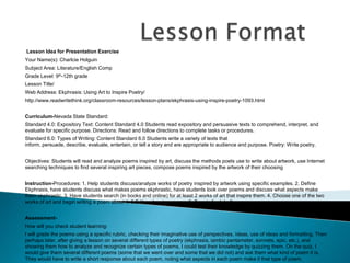 Ekphrasis Lesson Plan | PPTX