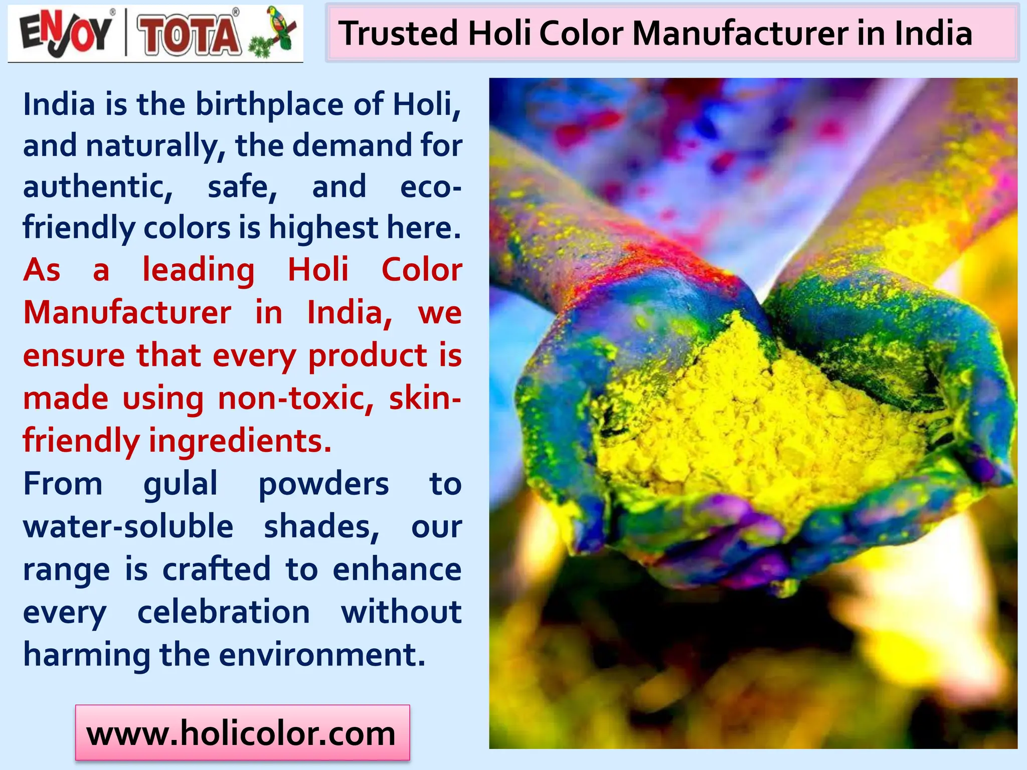 Holi Color Manufacturer, Exporter & Supplying Worldwide.pdf