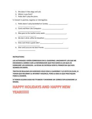 Holiday exercises | DOCX