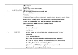 Holiday Homework class 10-1.pdfghhhgfffg | PDF