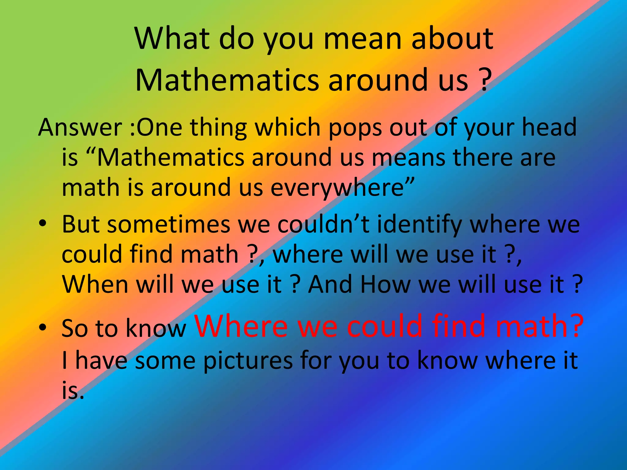 Holiday homework maths (Math Around Us) | PPT