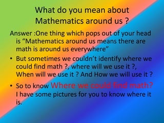 Holiday homework maths (Math Around Us) | PPTX