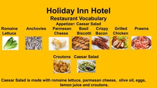 Holiday inn restaurant vocabulary | PPTX
