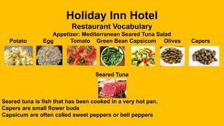 Holiday inn restaurant vocabulary | PPTX
