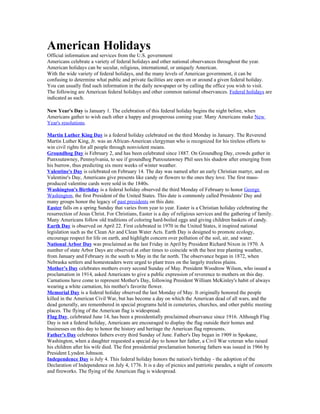 Holidays | DOC | National & Civic Holidays | Holidays