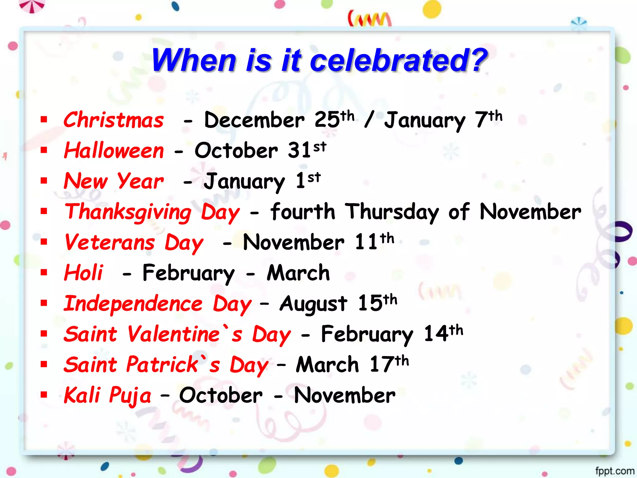 Holidays Around the World | PPTX
