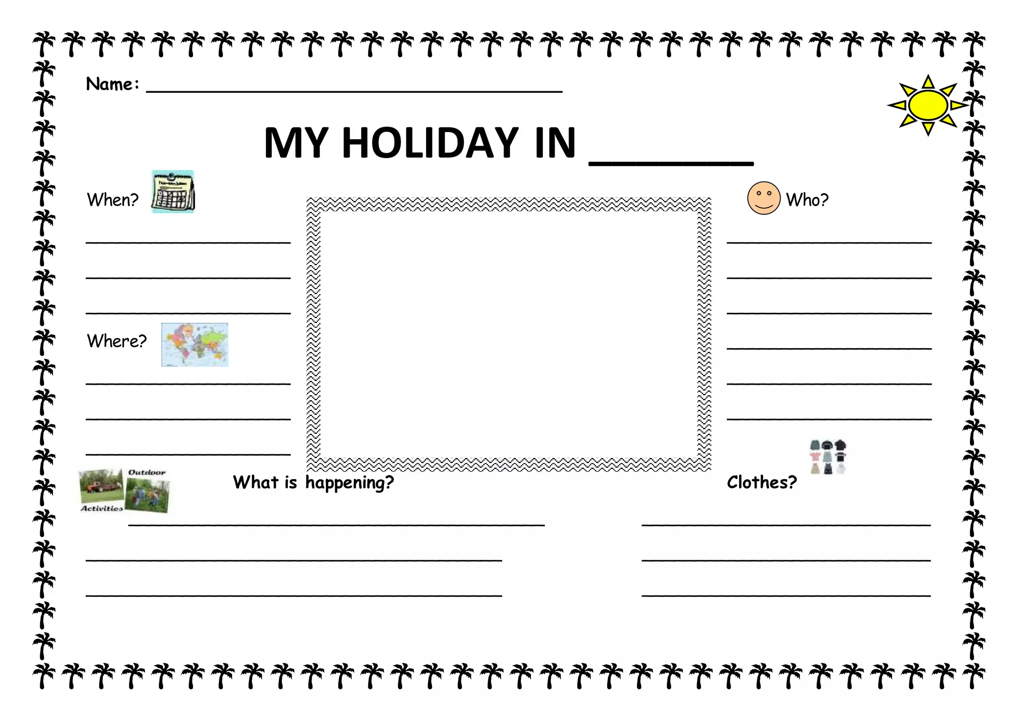Holidays - Template to describe a photo | DOC