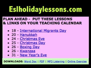 Holidays Sites & Lesson Ideas for Language Leaners | PPT