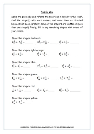 Holidays homework | PDF