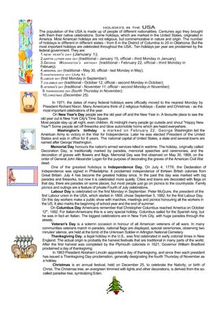 Holidays in the USA | DOC