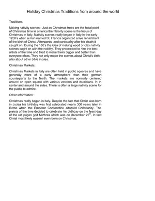 Holiday traditions from around the world | PDF