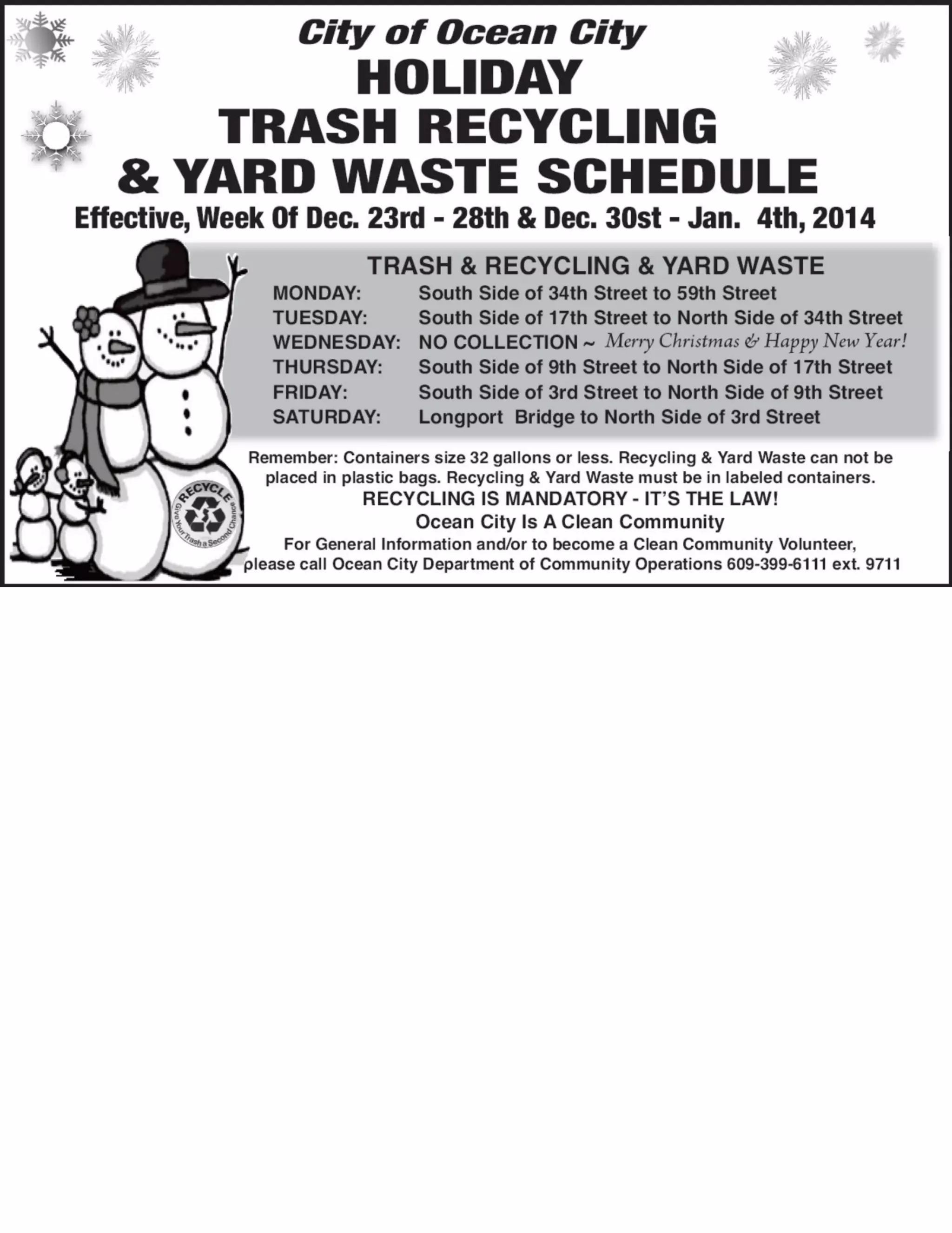Ocean City holiday trash schedule | PDF