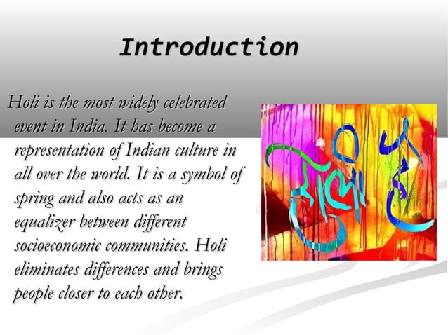 Presentation on Holi | PPT | Hinduism | Religion & Spirituality