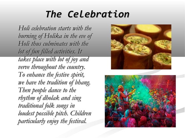 Presentation on Holi | PPT | Hinduism | Religion & Spirituality