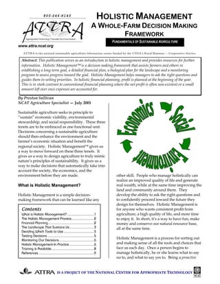 Holistic Management: A Whole-Farm Decision Making Framework | PDF ...