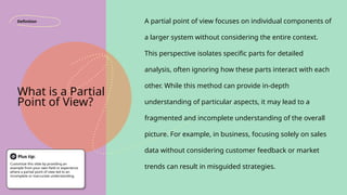 HOLISTIC AND PARTIAL.pptx Distinguishing a Holistic Perspective from a ...