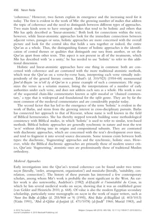 Holistic approaches to the Quran a historical background | PDF