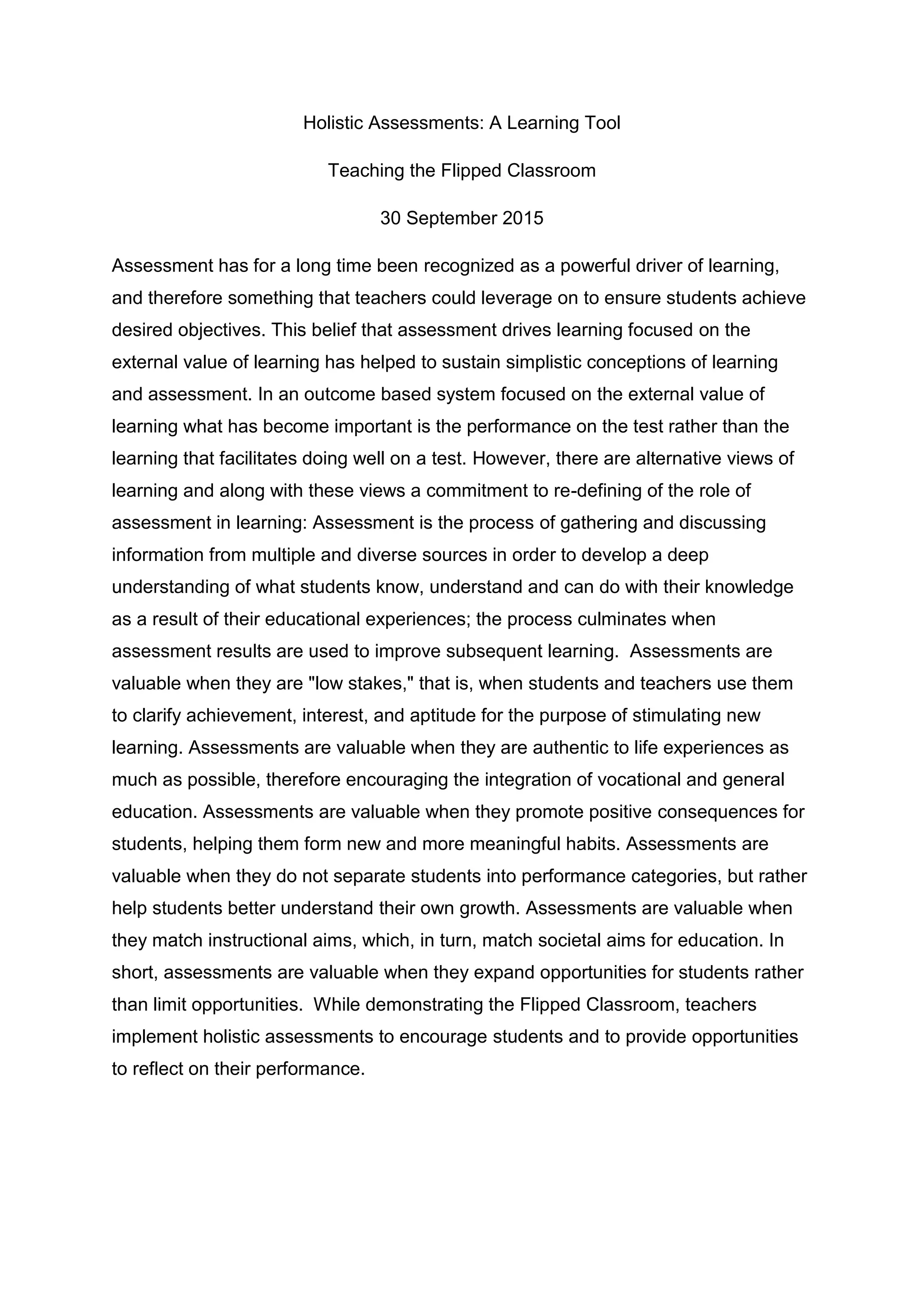 Holistic Assessments | PDF