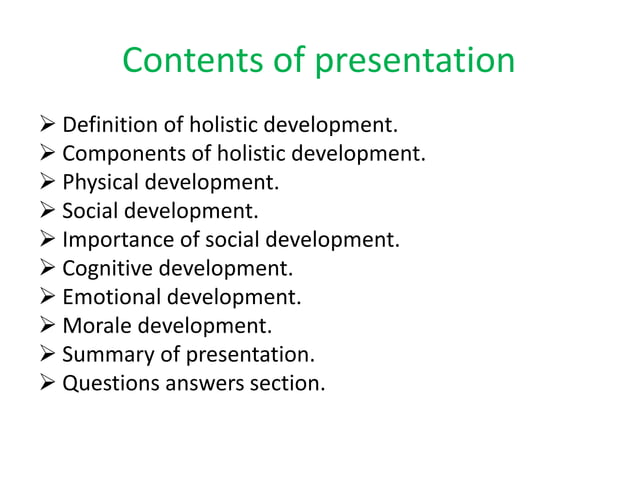 Holistic development | PPTX | Parenting | Family and Relationships