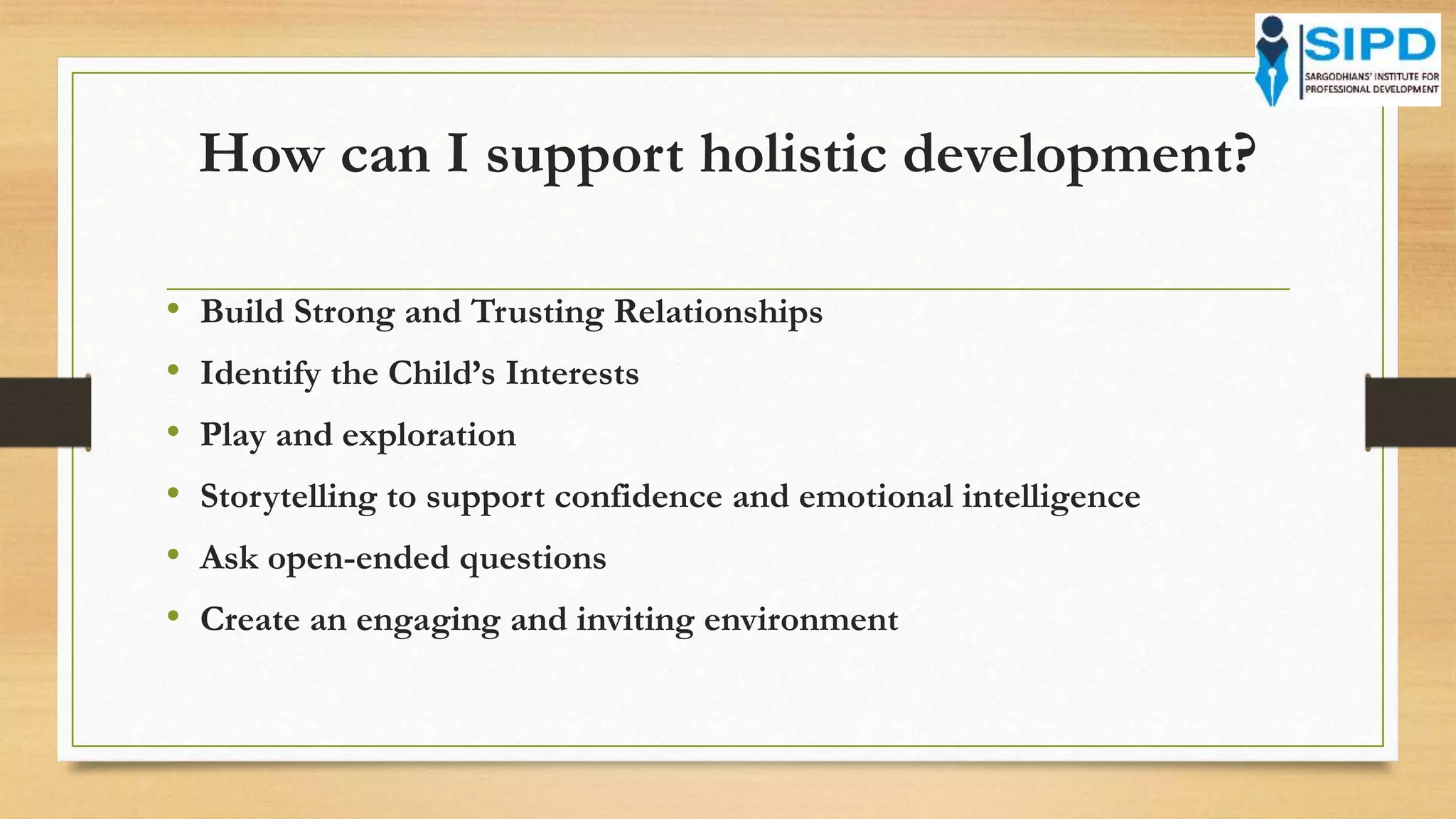 Holistic development in the early years | PPTX